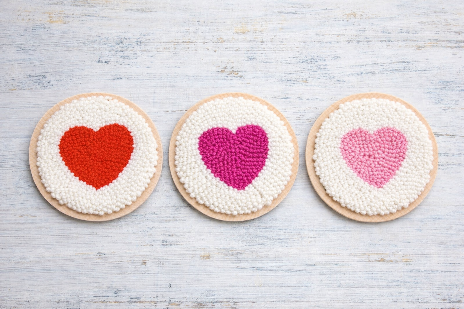 Needle Punch Heart Coasters — Threadart.com