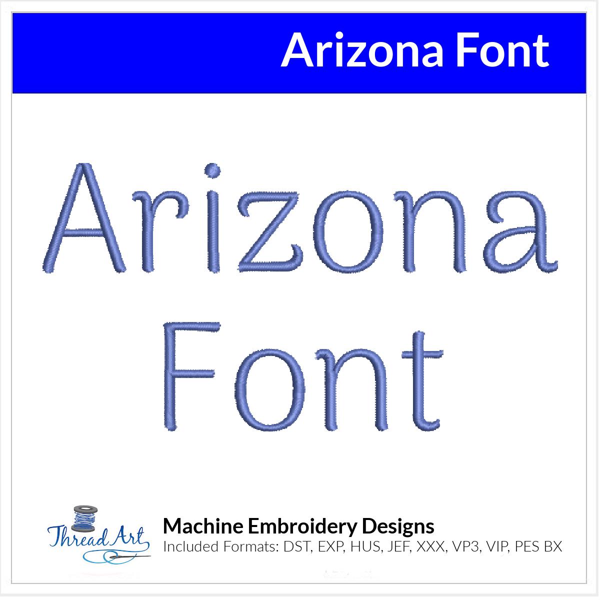 Arizona Font Machine Embroidery Design Set - Alphabet Letters Numbers ...