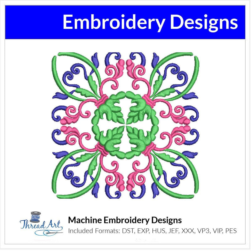 Ornate Decorative Square Machine Embroidery Design Instant Download ...