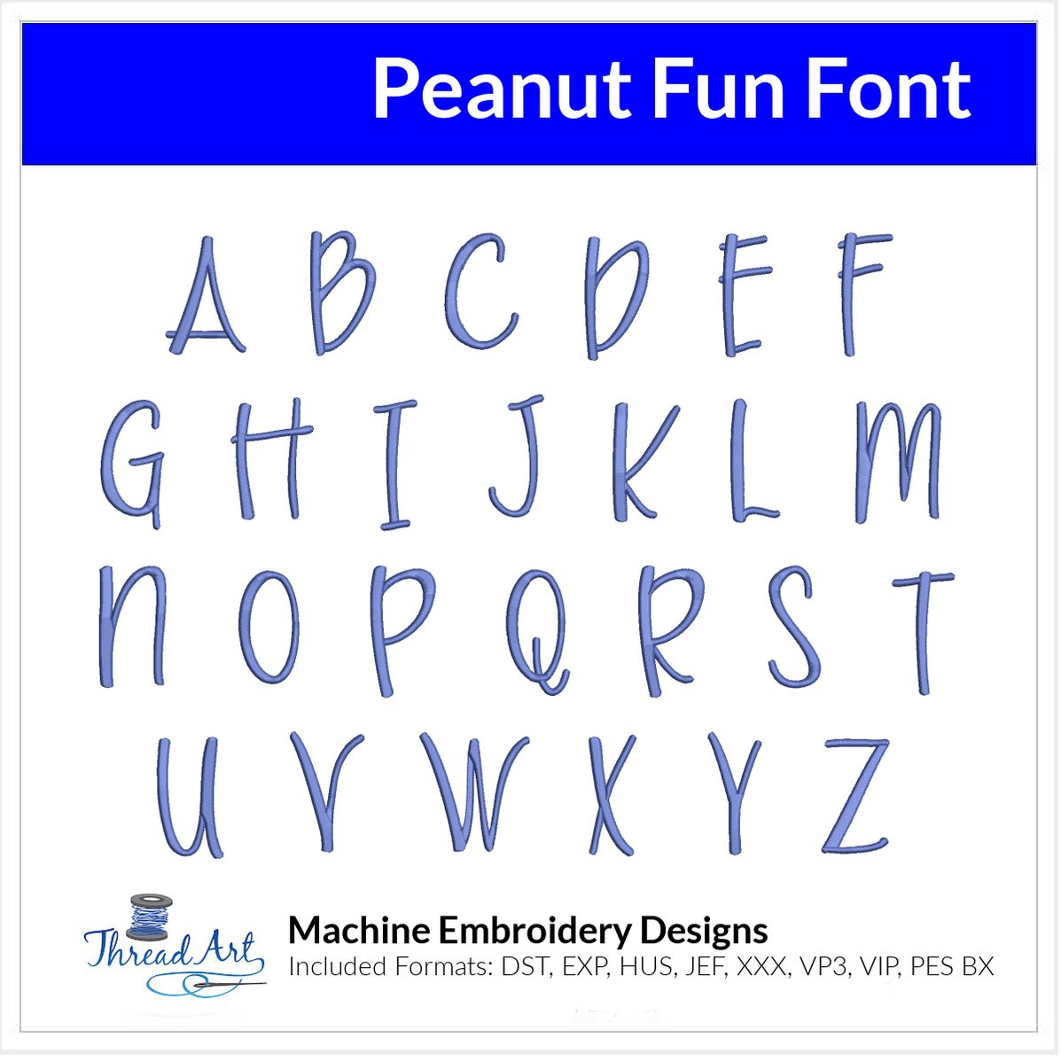 Peanut Fun Font Machine Embroidery Design Set - Alphabet Letters BX Fo ...