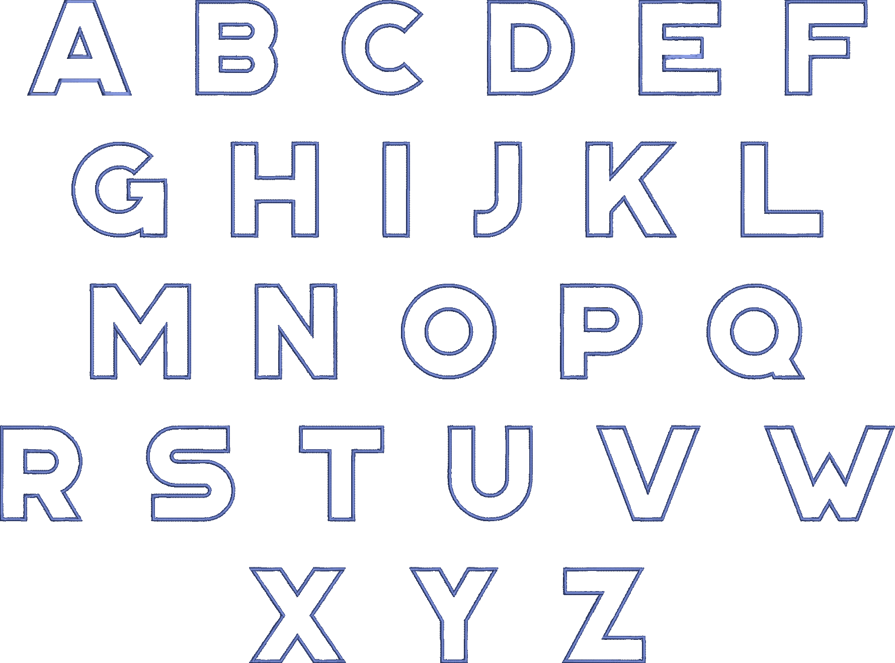 Fat Outline Font Machine Embroidery Design Set - Monogramming Alphabet ...