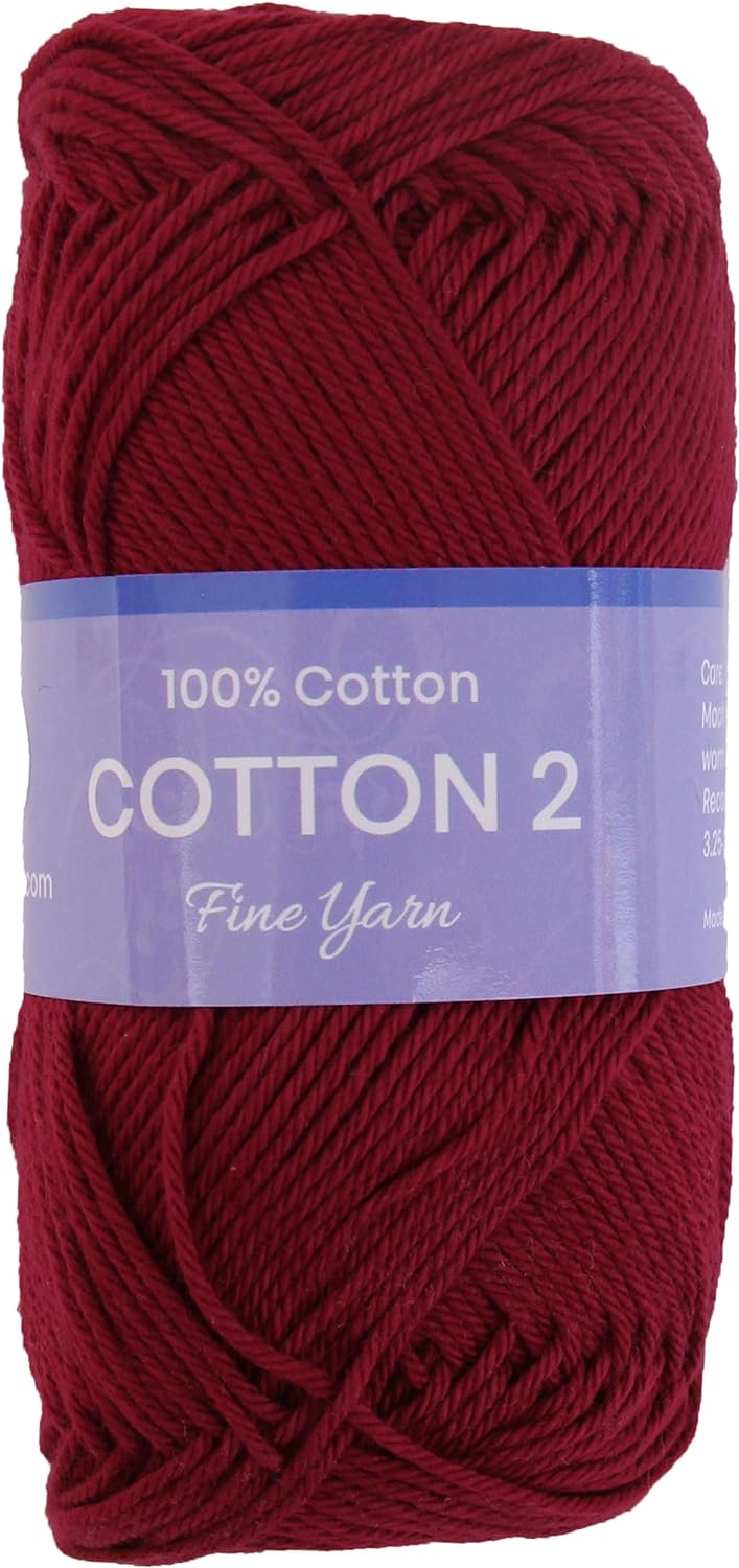 Crochet Cotton Yarn - Burgundy - #2 Sport Weight - 50 gram skeins - 16 ...