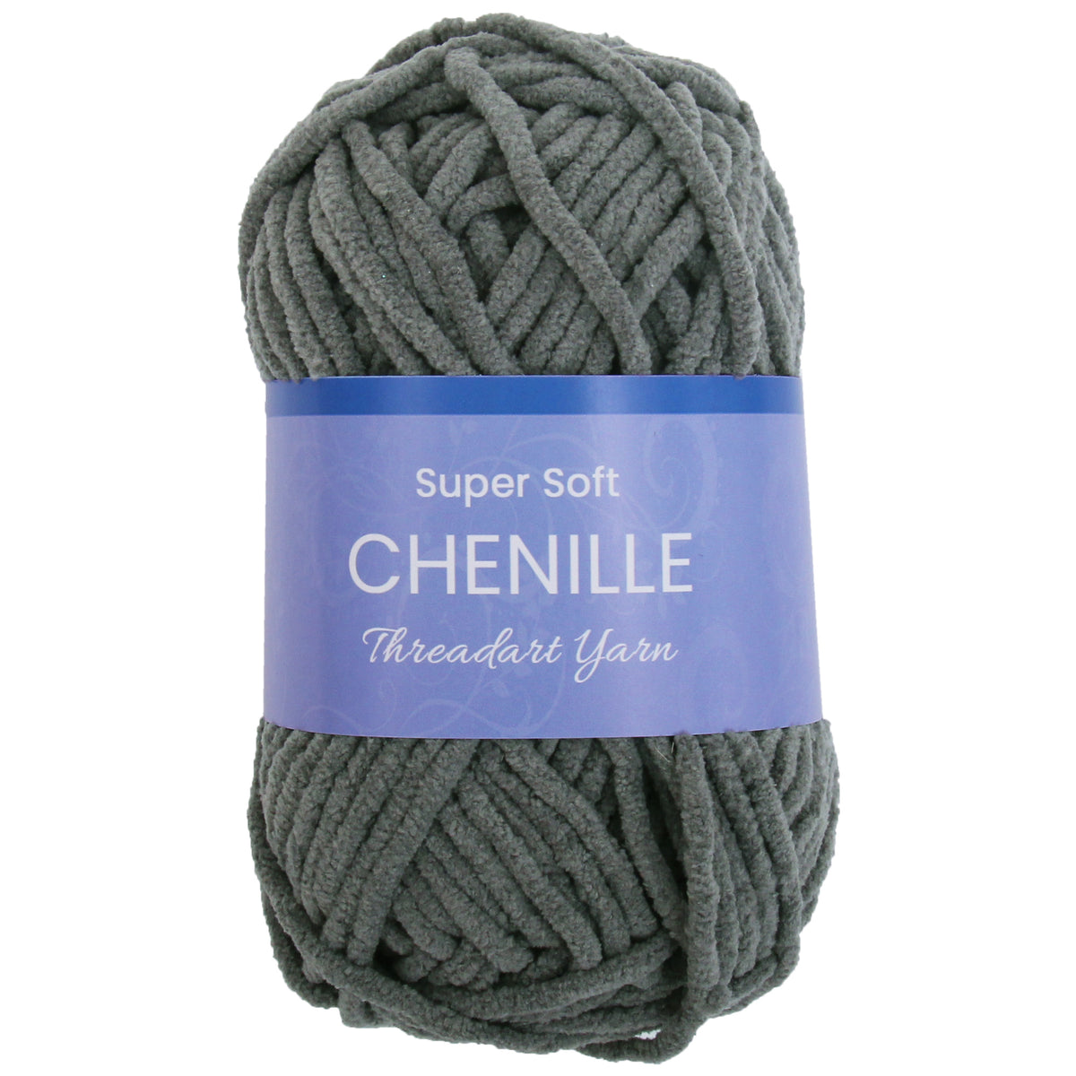 Super Soft Dark Grey Chenille Yarn - Chunky Size 5 - 60 yds - By ...
