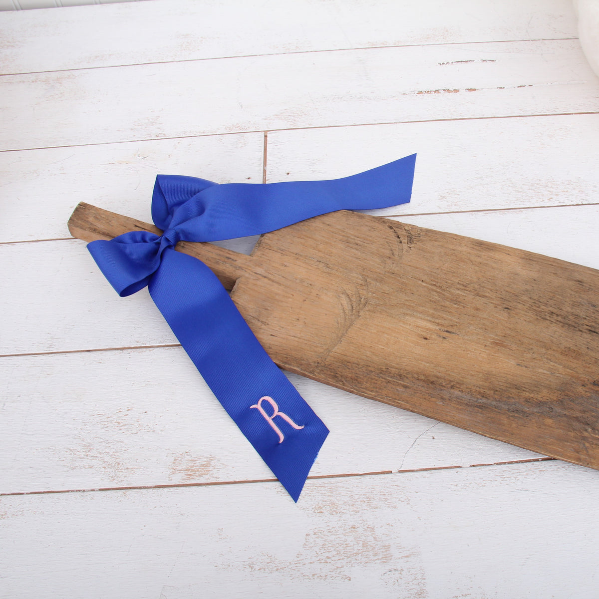 Monogrammed Grosgrain Ribbon Bows - Embroidered Initial — Threadart.com