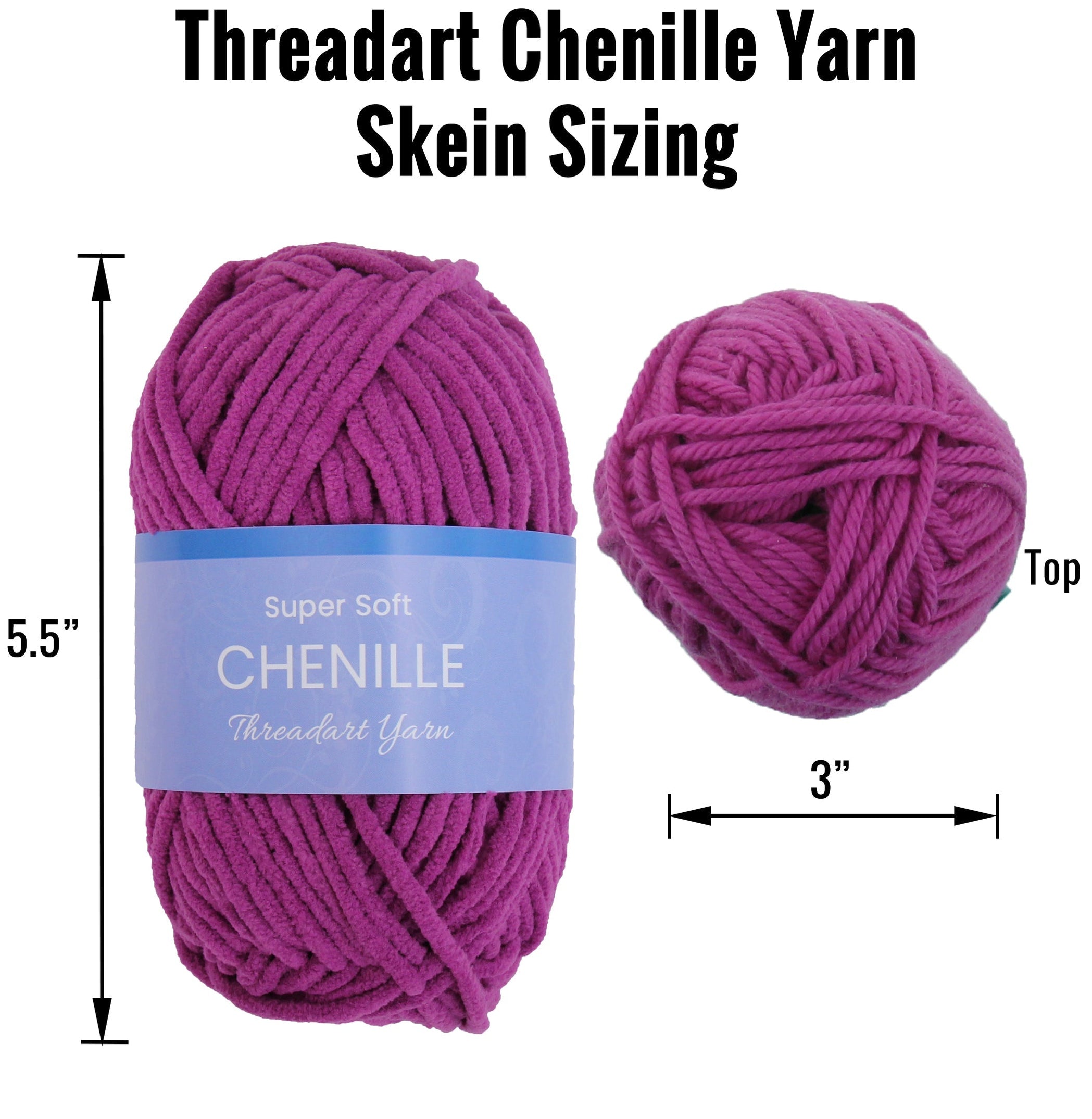 Super Soft Pink Chenille Yarn - Chunky Size 5 - 60 yds - By ThreadArt ...