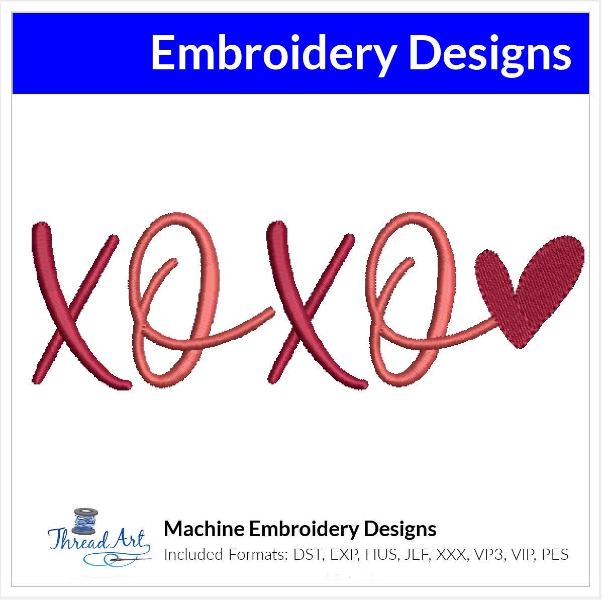 Valentine XOXO Heart Machine Embroidery Design Instant Download - 4 Si ...