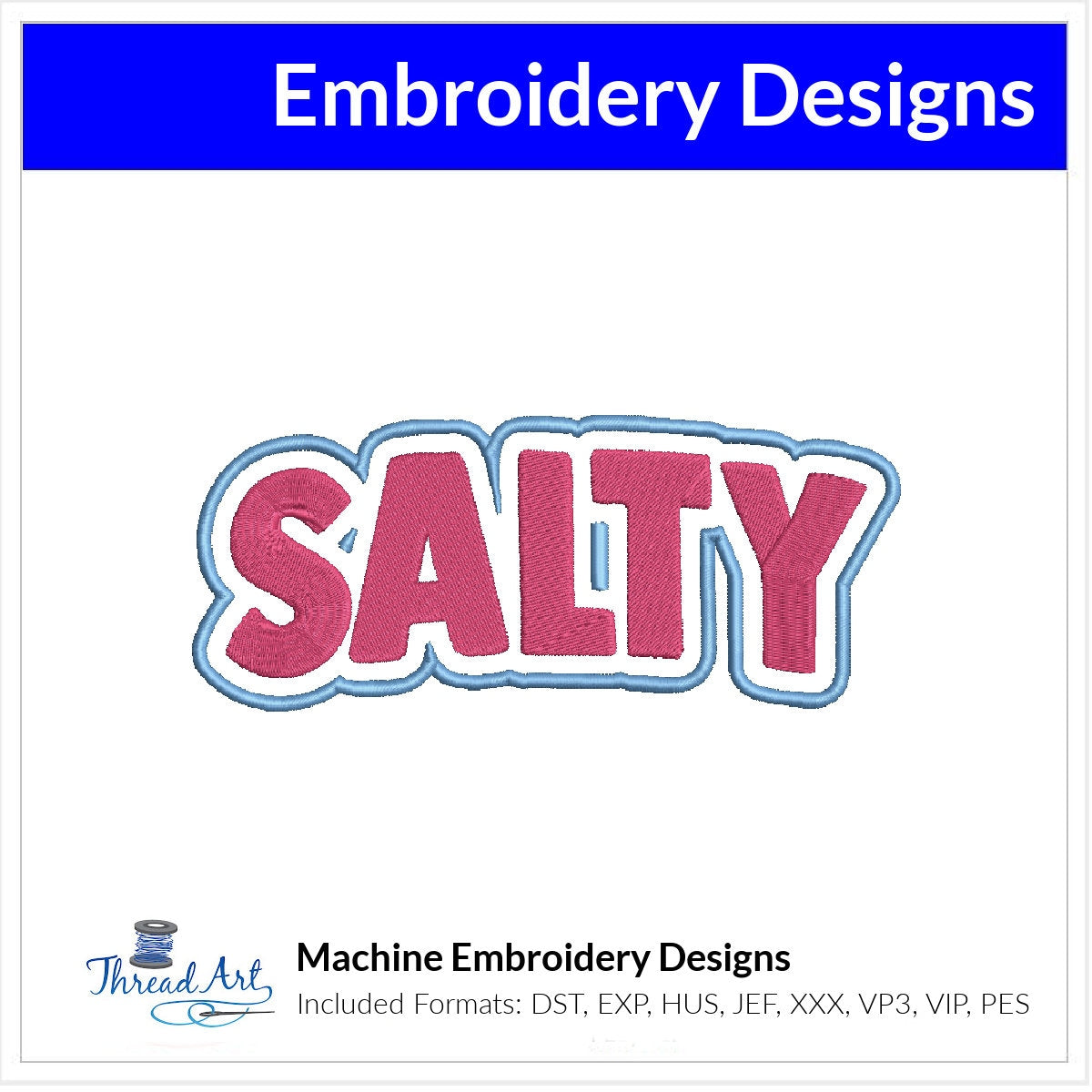 Salty Embroidery Design Cute Saying Beach Word Instant Download - Mult ...