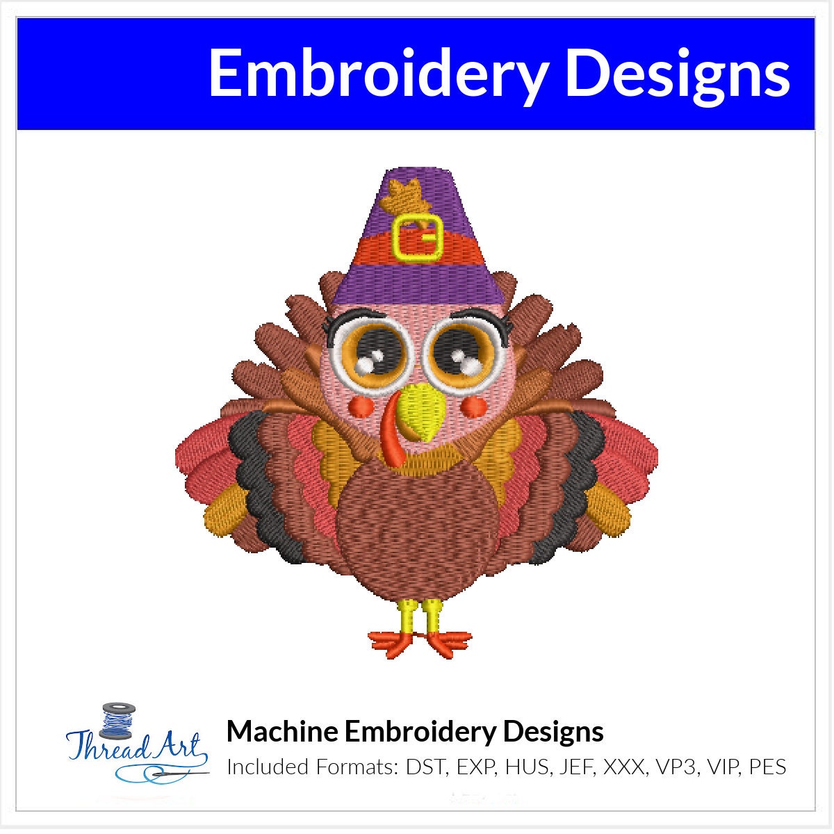 Turkey Embroidery Design Instant Download Cute Turkey Thanksgiving - 3 ...