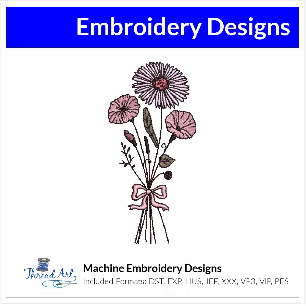 September Flower Bouquet Embroidery Design Instant Download Cute Birth ...