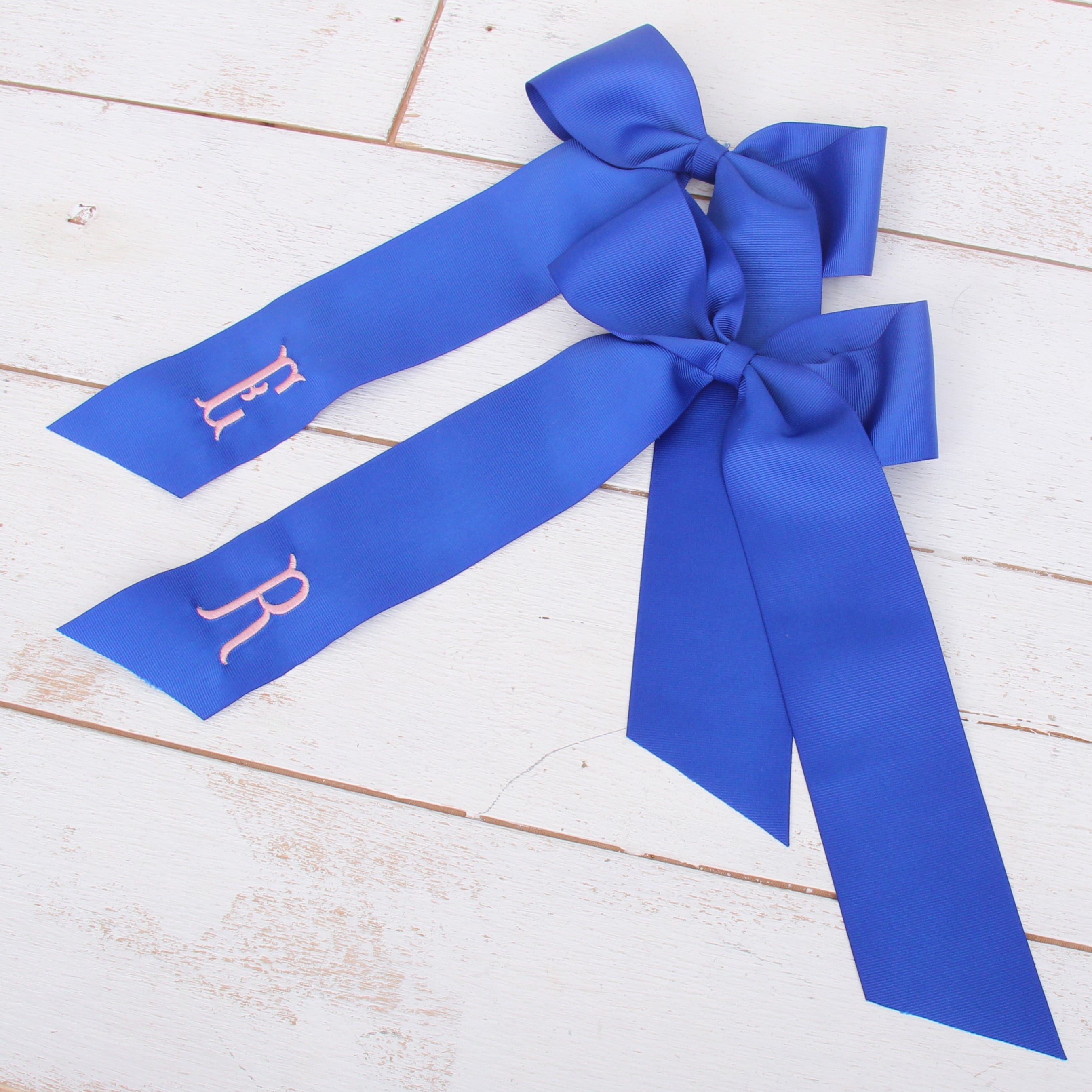 Monogrammed Grosgrain Ribbon Bows - Embroidered Initial — Threadart.com