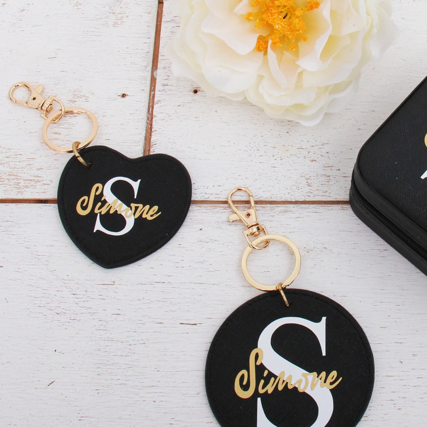 Personalized Heart Keychain Bag Pendant - Pink, Ivory, or Black ...