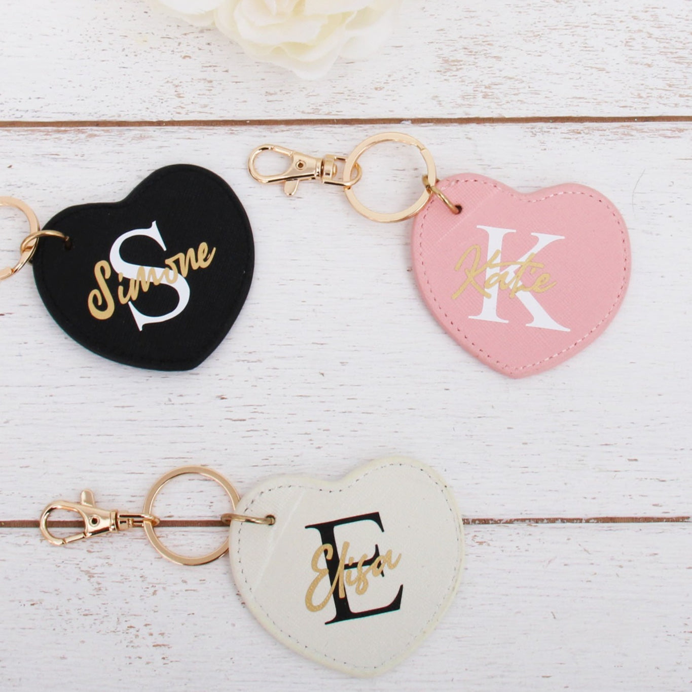 Personalized Heart Keychain Bag Pendant - Pink, Ivory, or Black ...