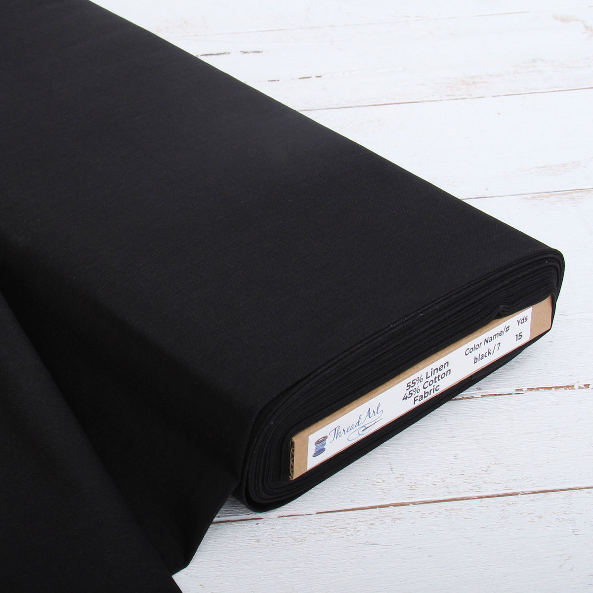 Premium Linen Fabric By The Yard - Black 55" Width - Cotton Linen Blend ...