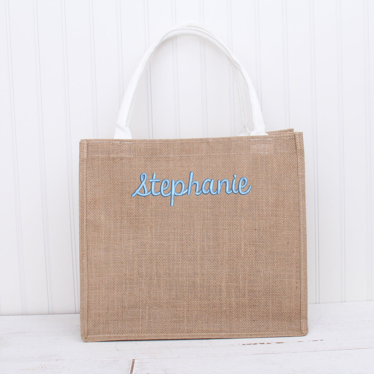 Personalized Jute Bag - Embroidered Name or Words — Threadart.com