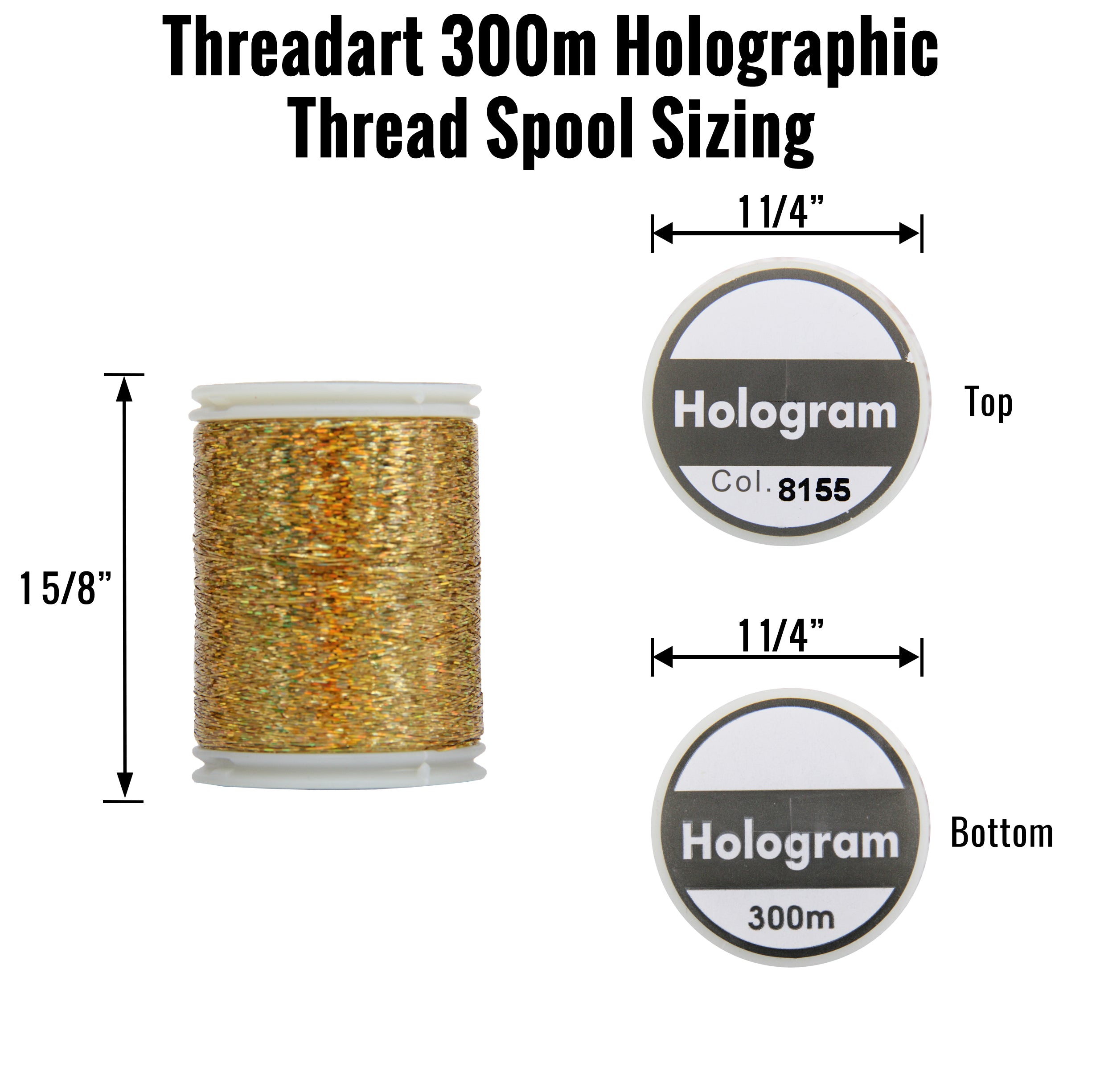 Sparkle Holographic Thread - 300 Meters - Gold Glitter Metallic ...
