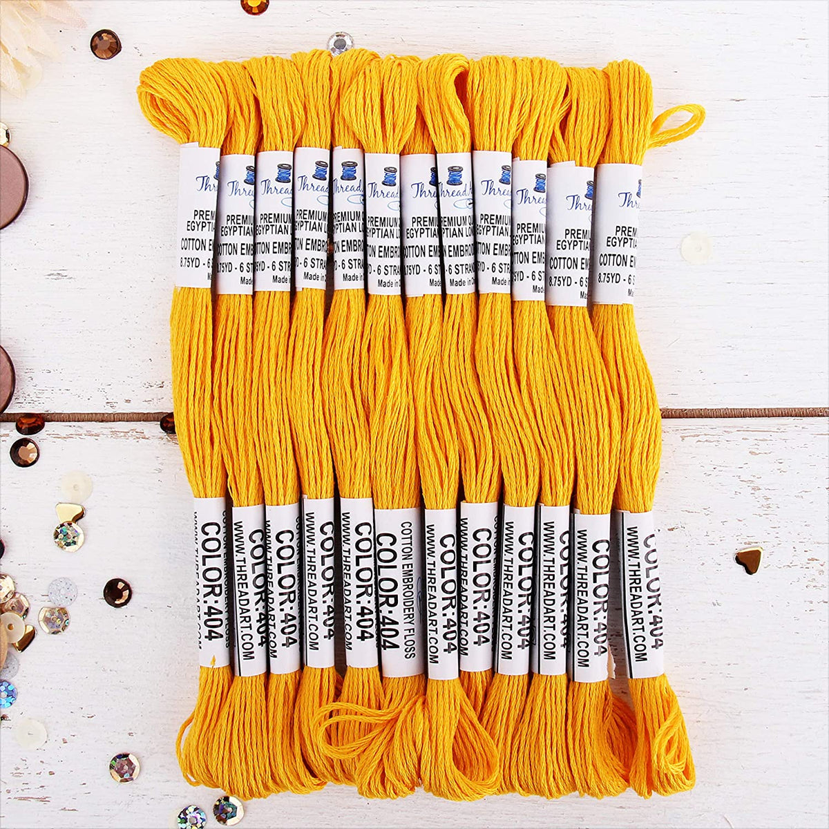 Gold Premium Cotton Embroidery Floss - Box of 12 - Six Strand Thread ...