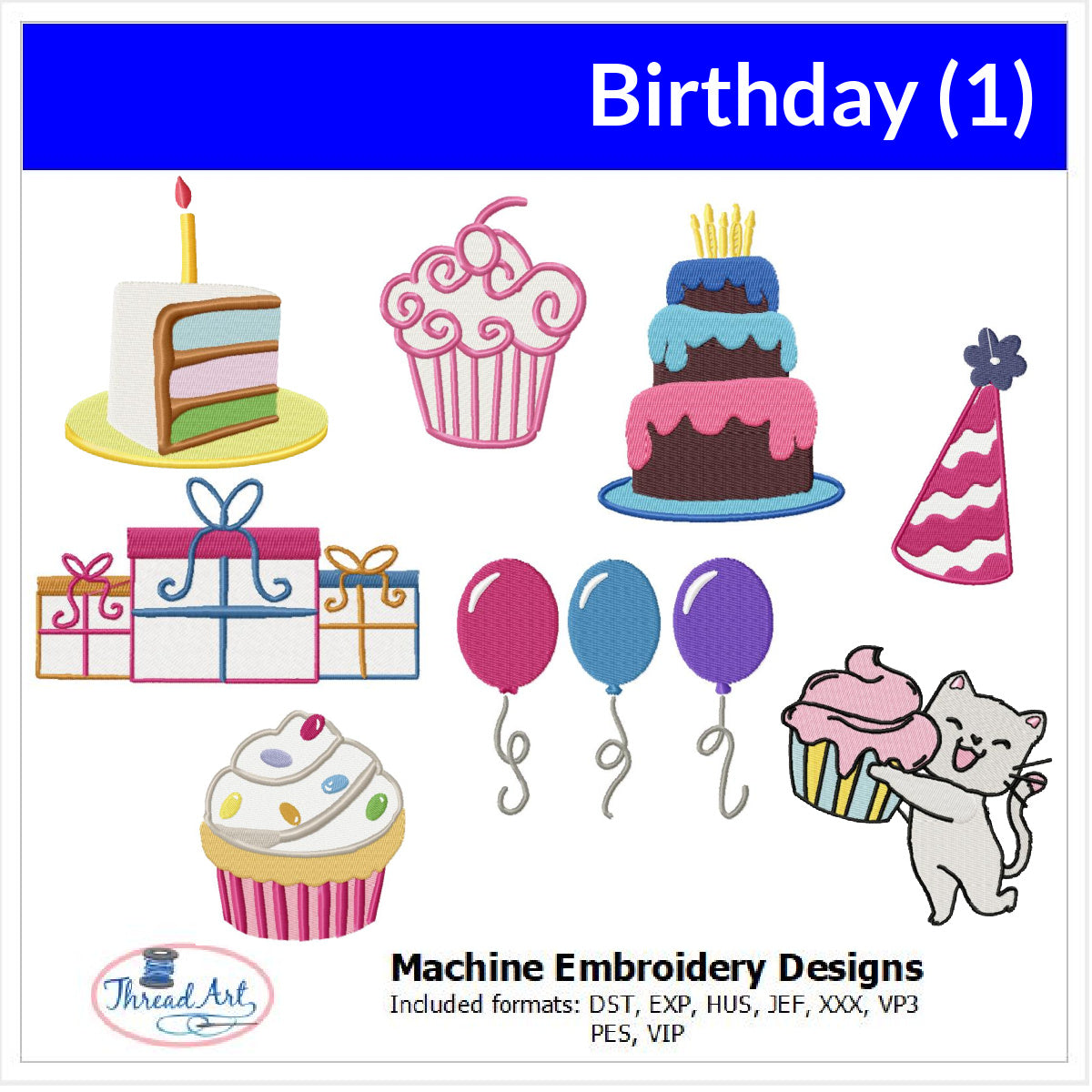 Machine Embroidery Designs - Birthday (1) — Threadart.com