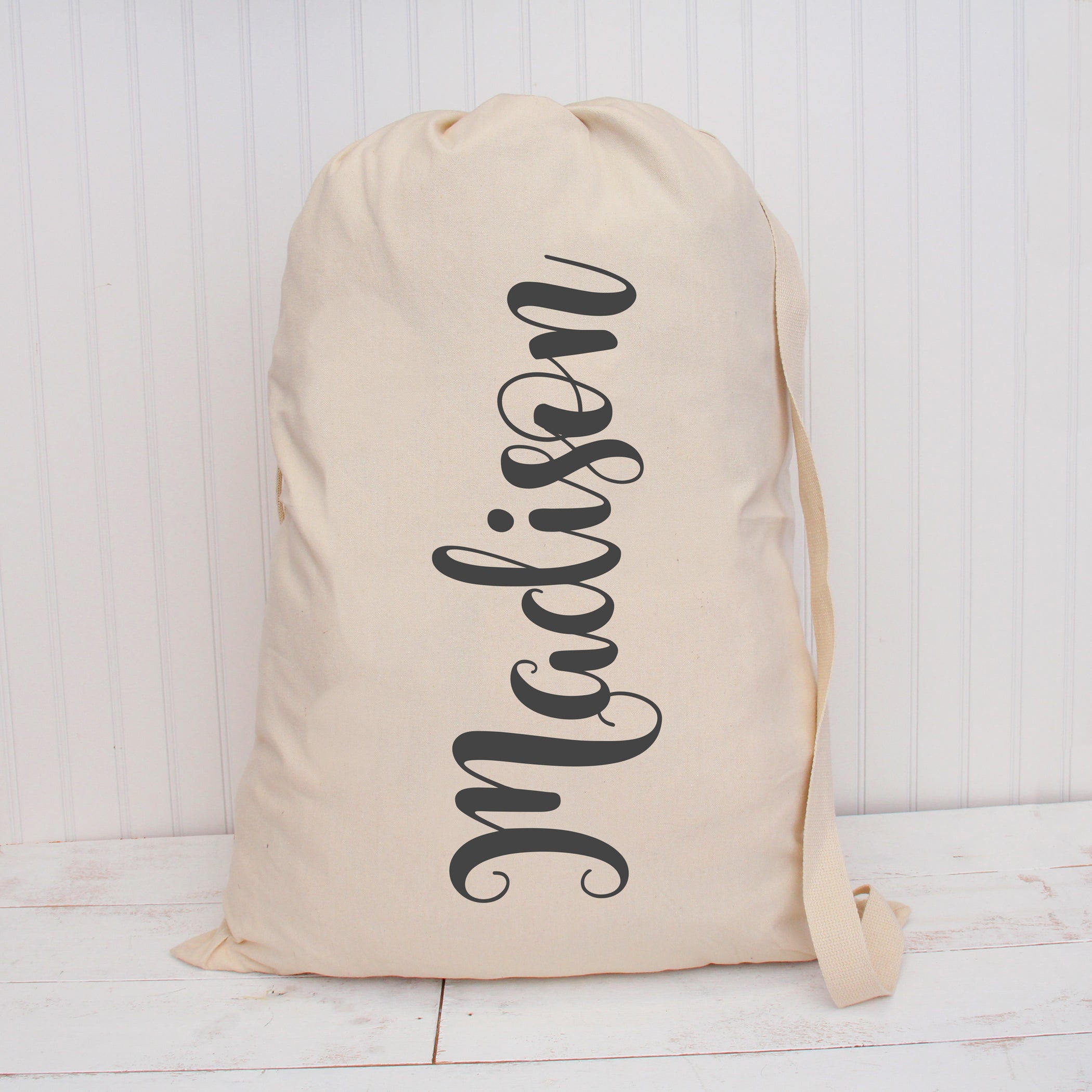 Personalized Laundry Bag - 100% Cotton Canvas with Strap - Two Sizes ...