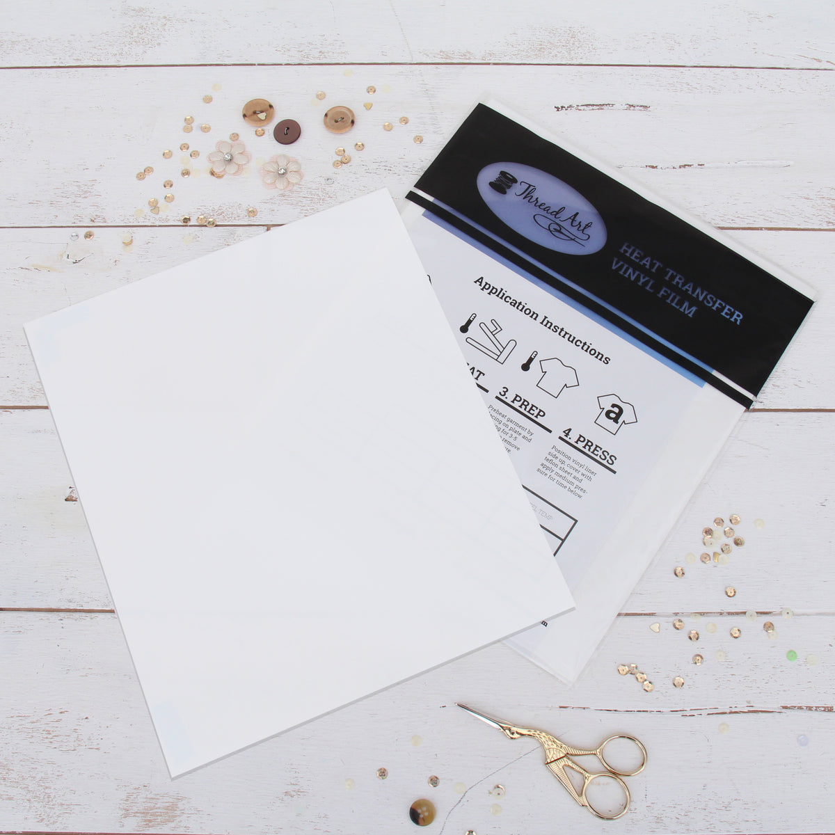 White Iron On Vinyl - Heat Transfer Pack of Sheets — Threadart.com