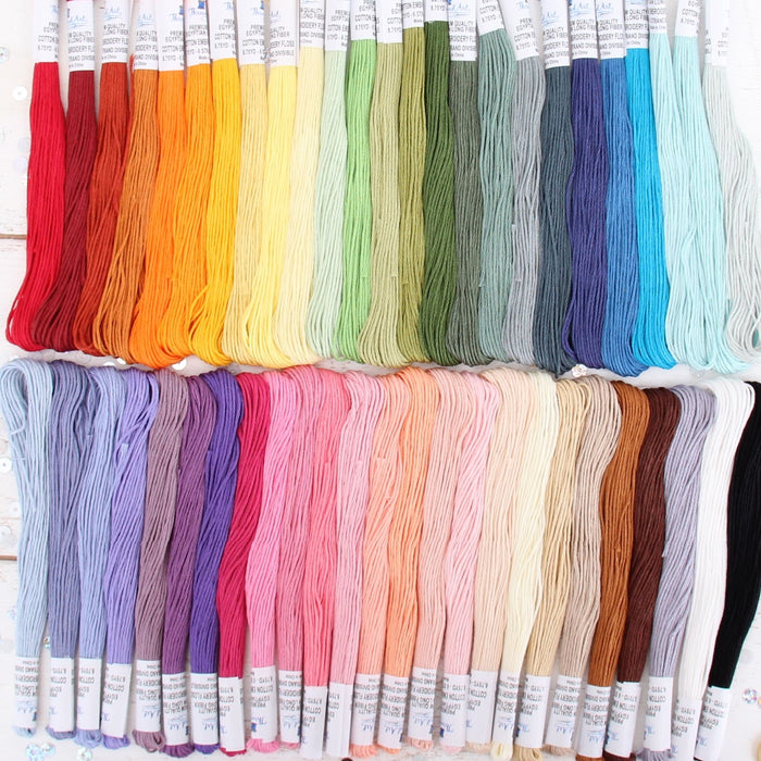 50 Color Premium Cotton Embroidery Floss Set - Six Strand Thread ...