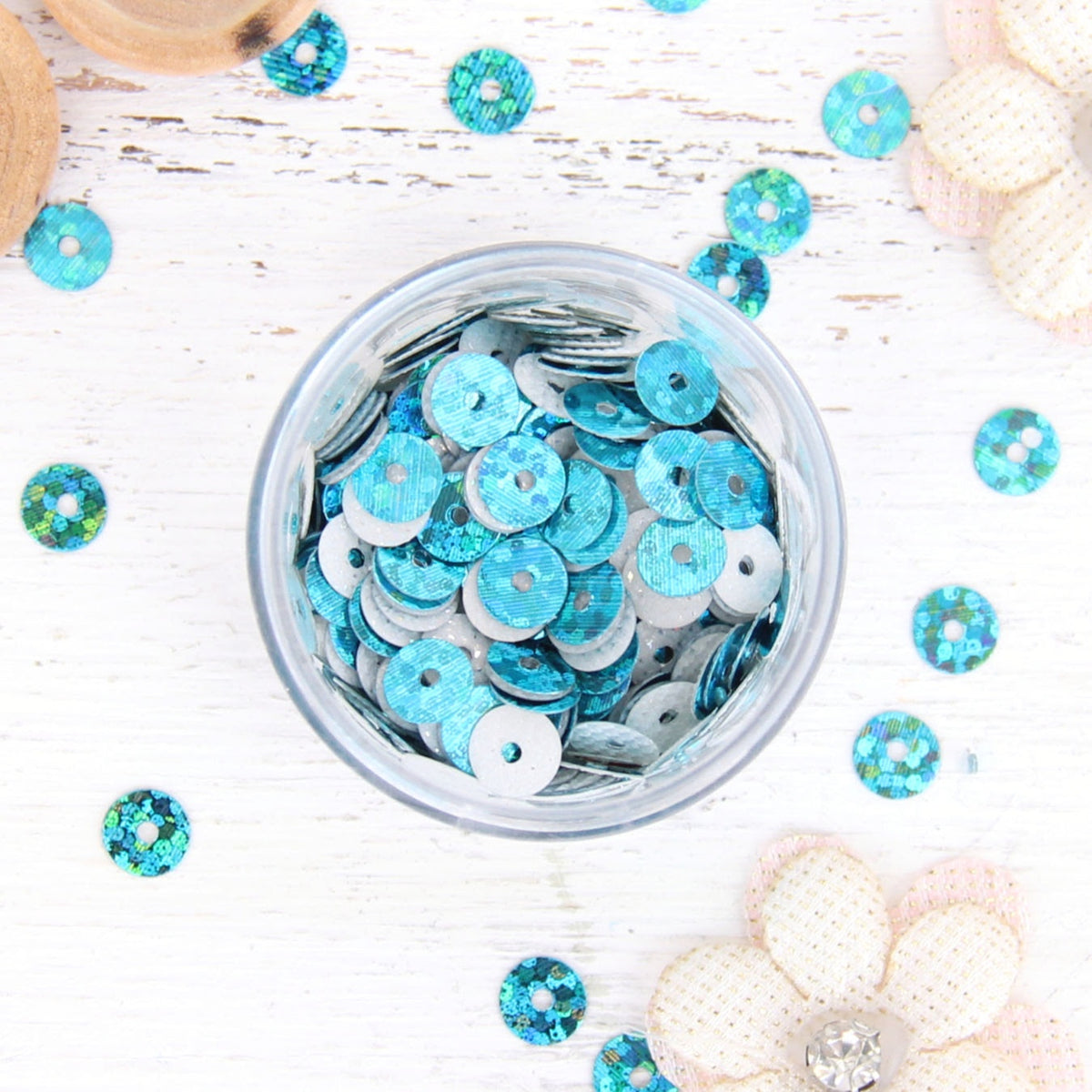 Iron on Hot Fix Sequin - 6MM Turquoise — Threadart.com