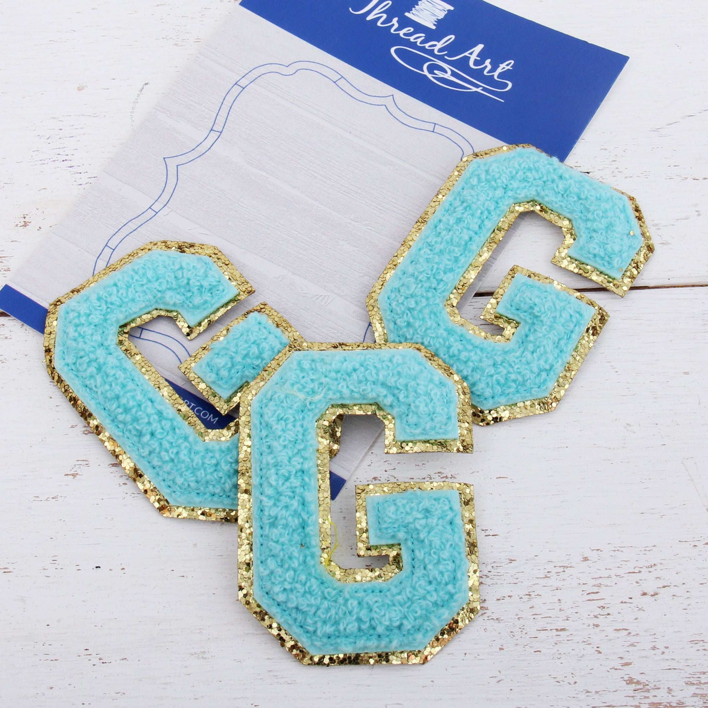 Blue Chenille Letter Patches - Set of 3 Iron-On Letters - Small 5.5 cm ...