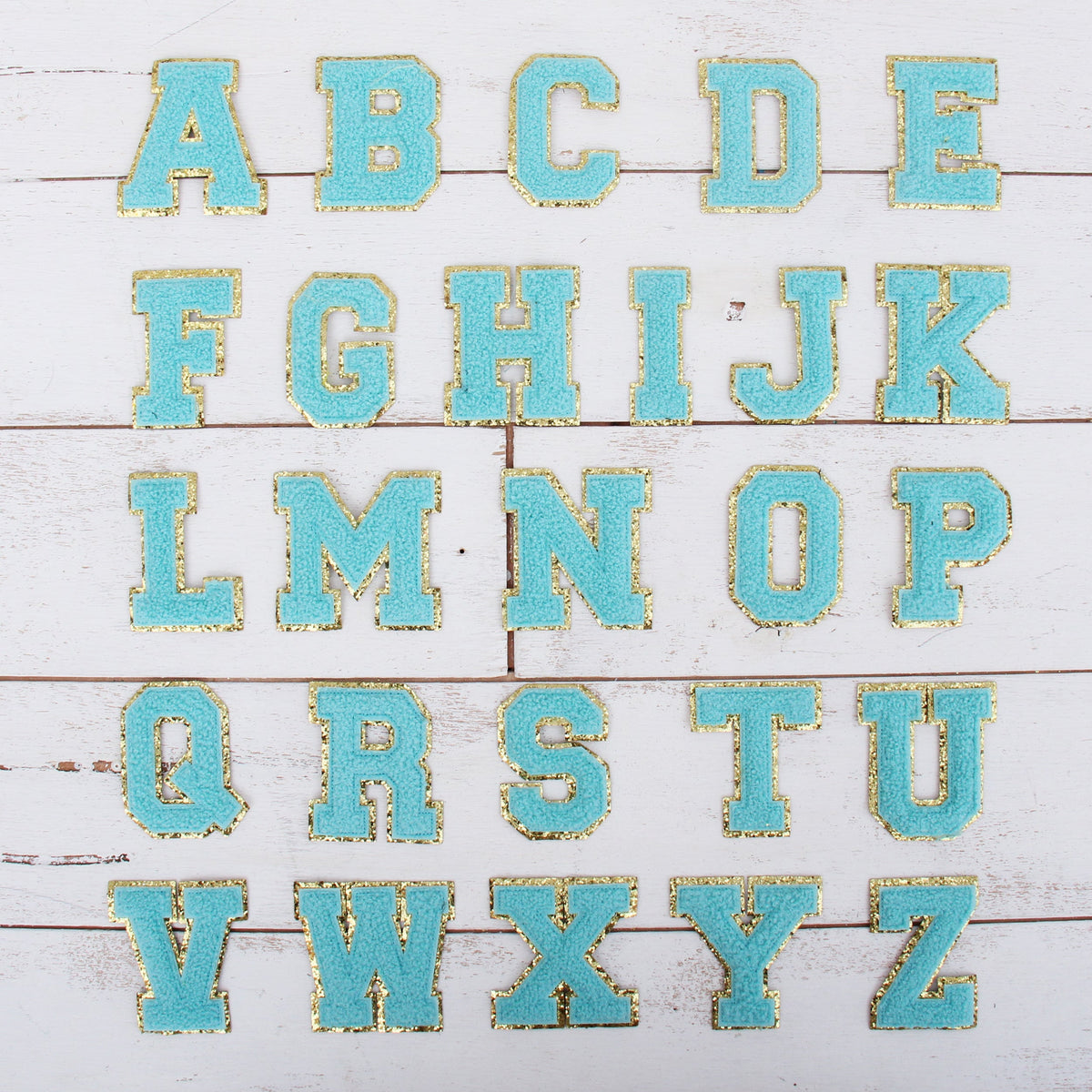 26 Blue Iron On Chenille Letter Patches - Full Alphabet - Large 8 cm C ...