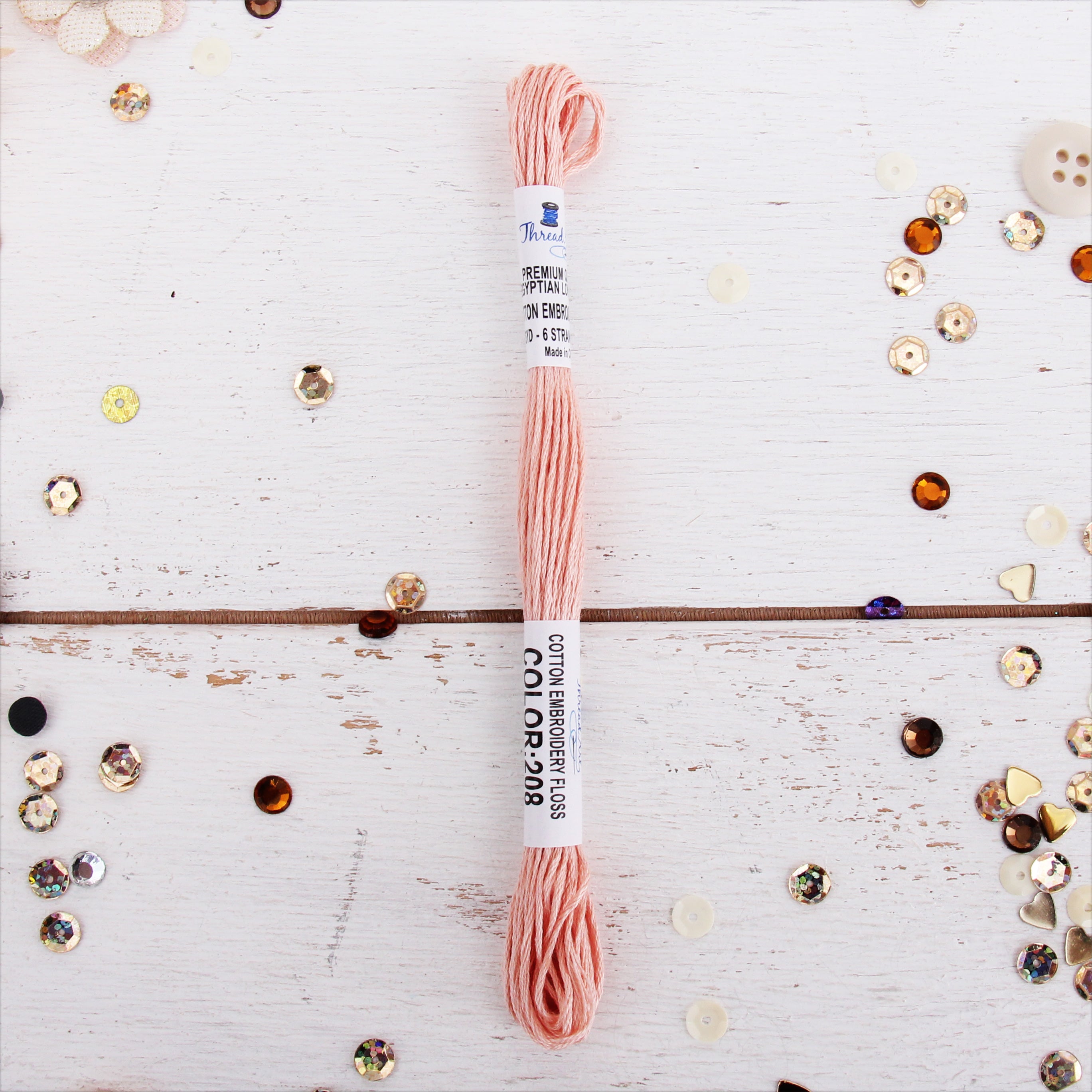 Peach Premium Cotton Embroidery Floss - Six Strand Thread - No. 208 ...