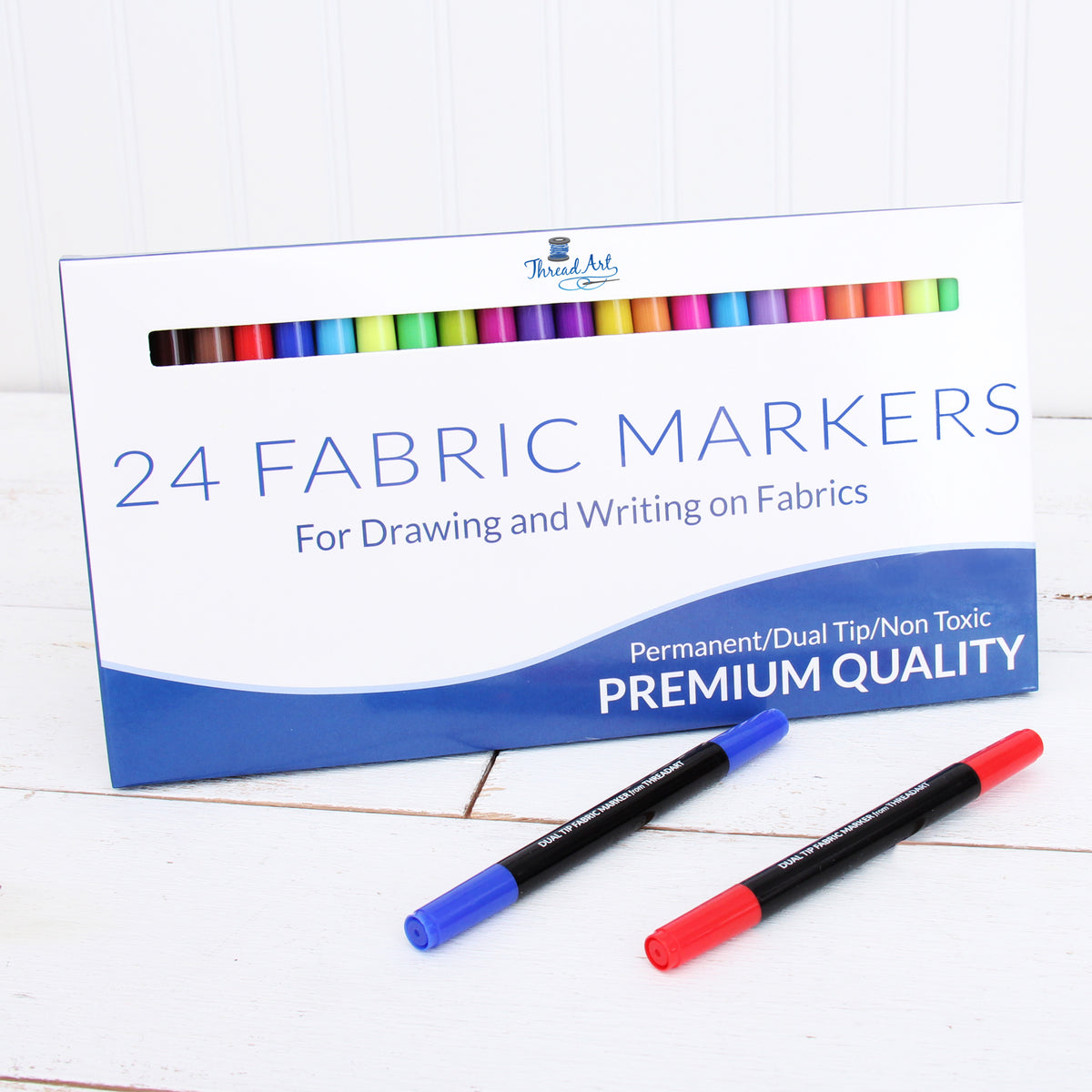 24 Permanent Fabric Marking Pens - Dual Tip Material Markers ...