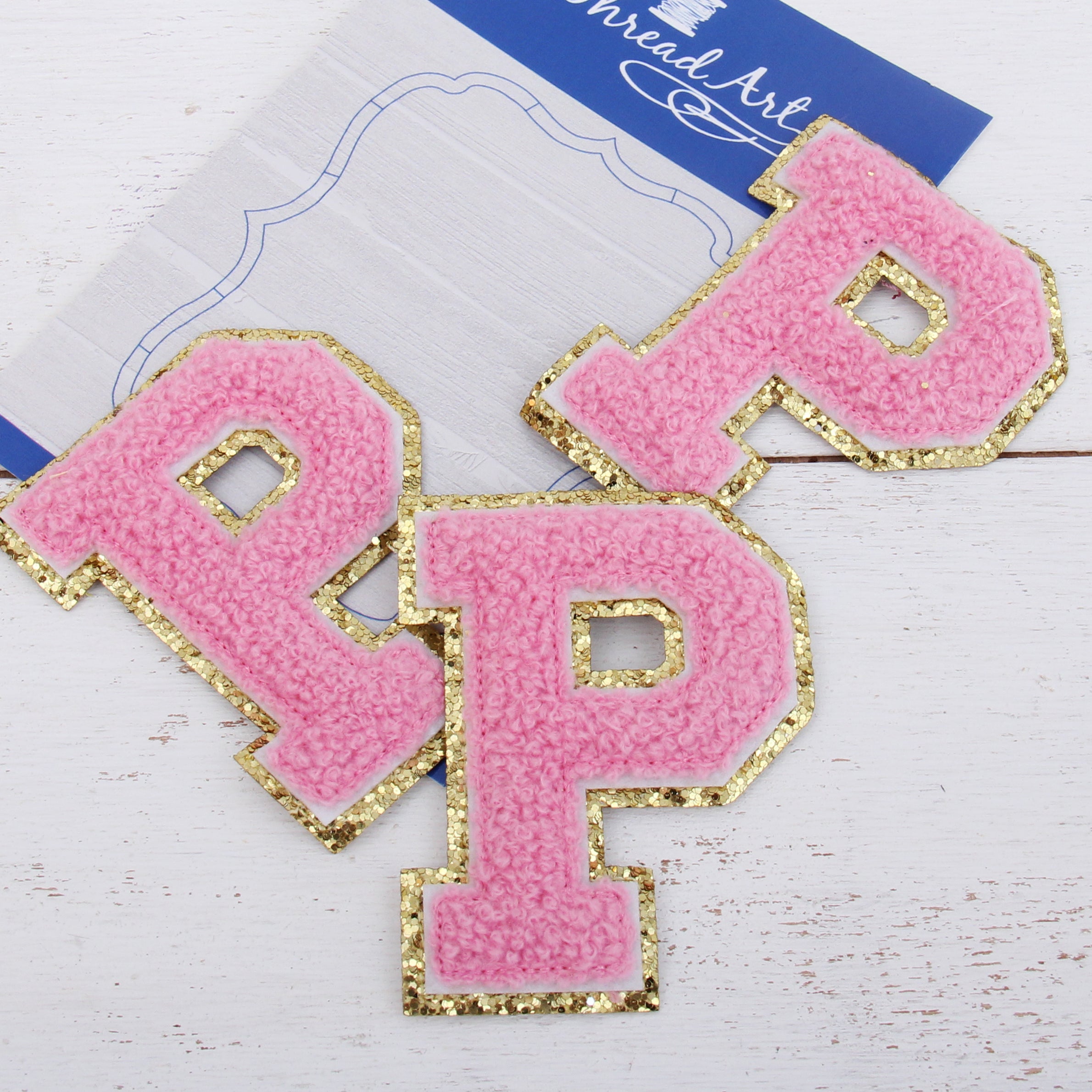 Pink Chenille Letter Patches - Sets of 3 Letters - Large 8 cm Chenille ...