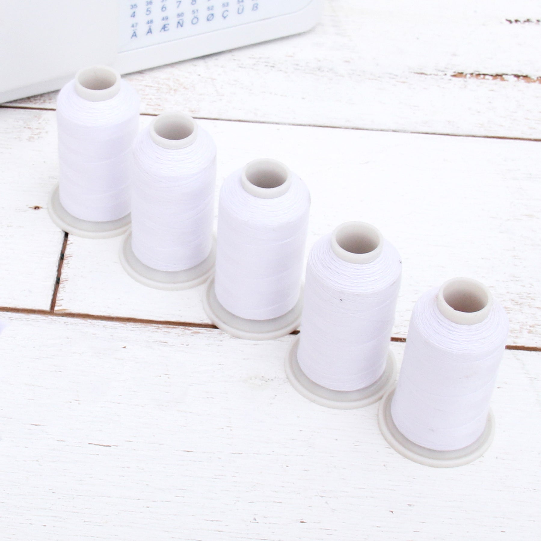 White Sewing Thread Set with Matching Prewound Bobbins — Threadart.com