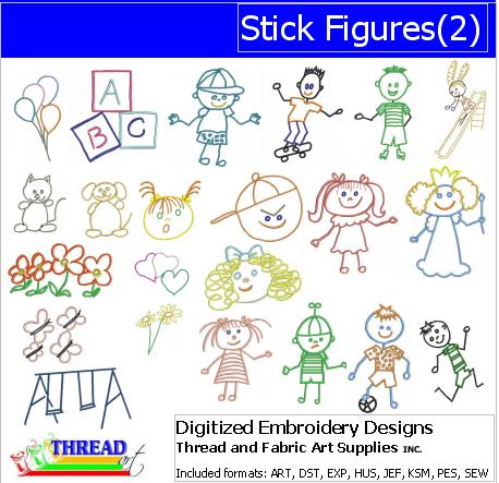 Machine Embroidery Designs - Stick Figures(2) — Threadart.com