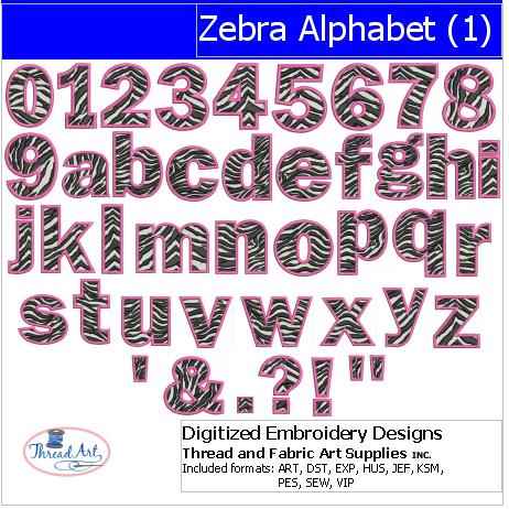 Machine Embroidery Designs - Zebra Alphabet(1) — Threadart.com